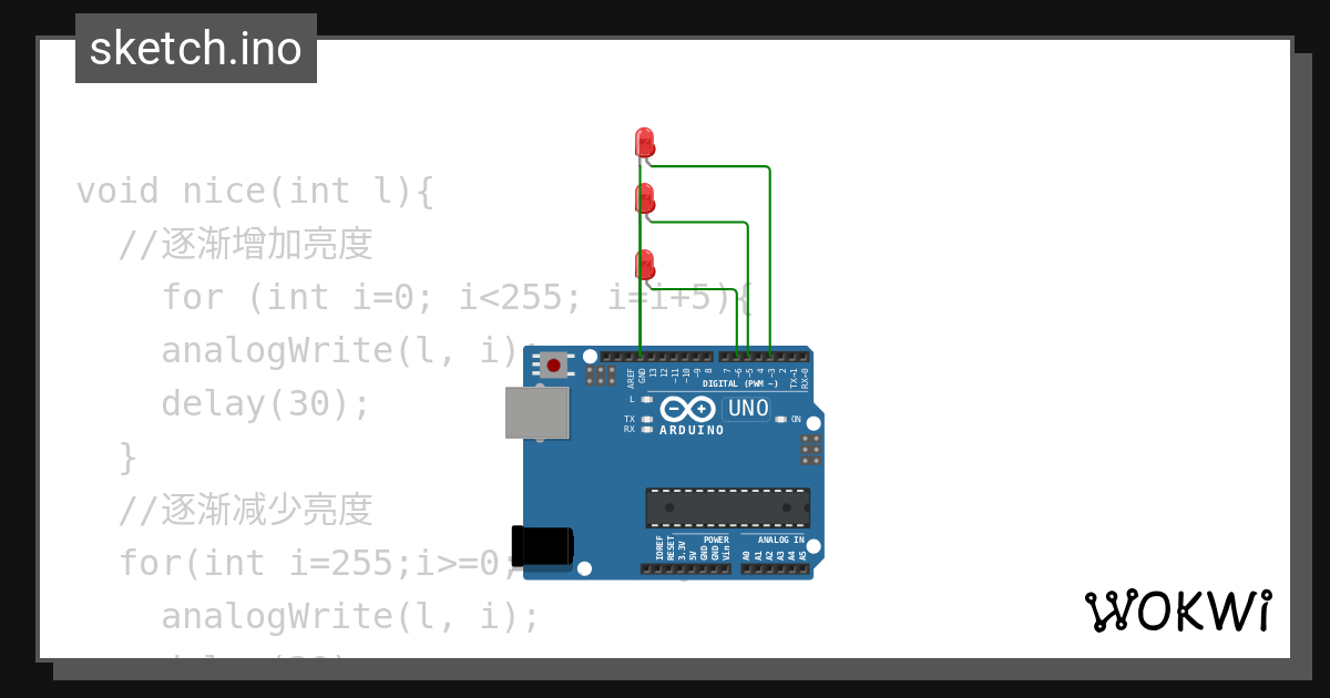 流水呼吸灯 Copy Wokwi Esp32 Stm32 Arduino Simulator 5450