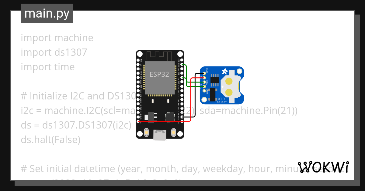 micropython-rtc1.py Copy (2) - Wokwi ESP32, STM32, Arduino Simulator