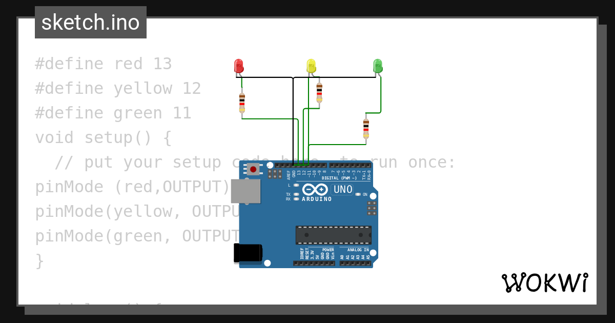 Светофор Wokwi Esp32 Stm32 Arduino Simulator 5046