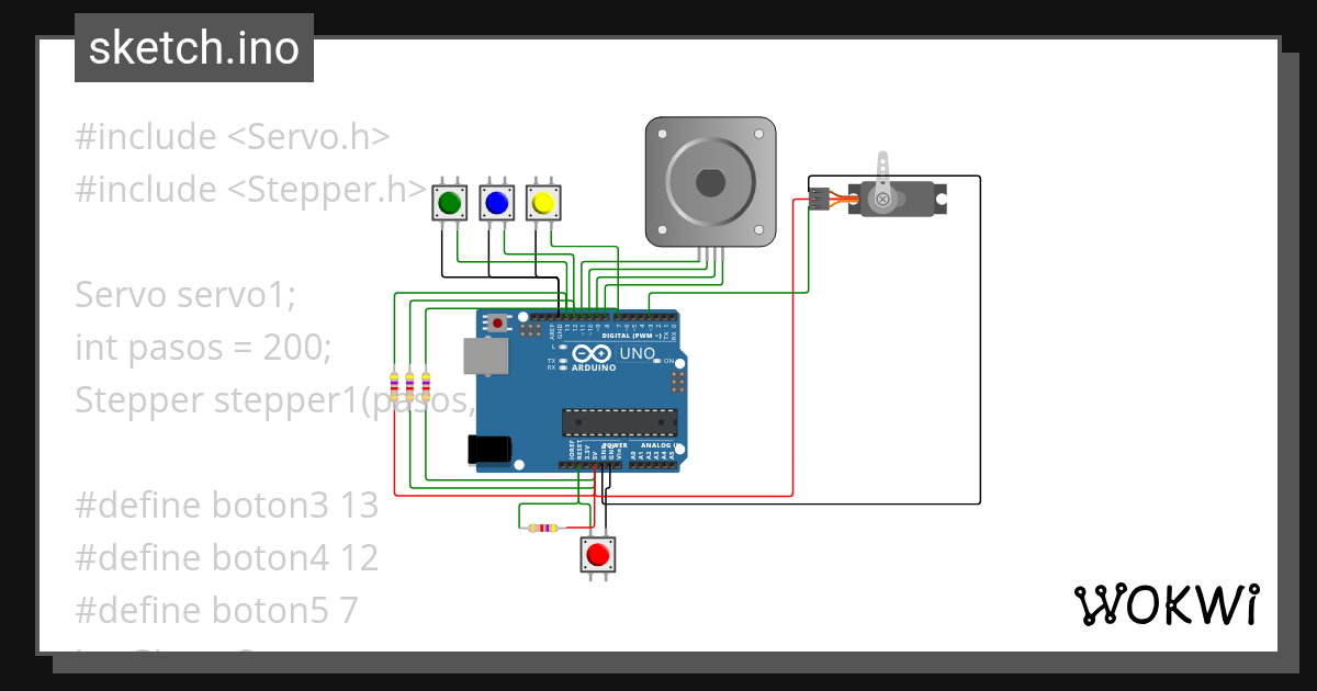 Dispensador cartas - Wokwi ESP32, STM32, Arduino Simulator