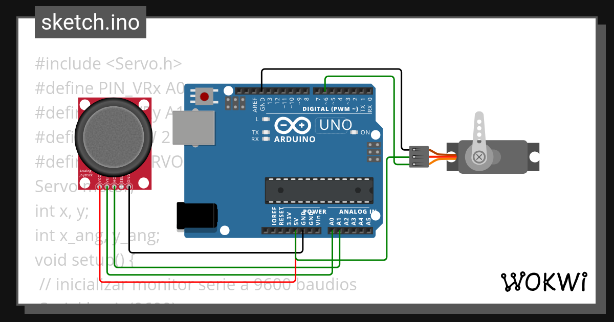 Joystick+Servo - Wokwi ESP32, STM32, Arduino Simulator