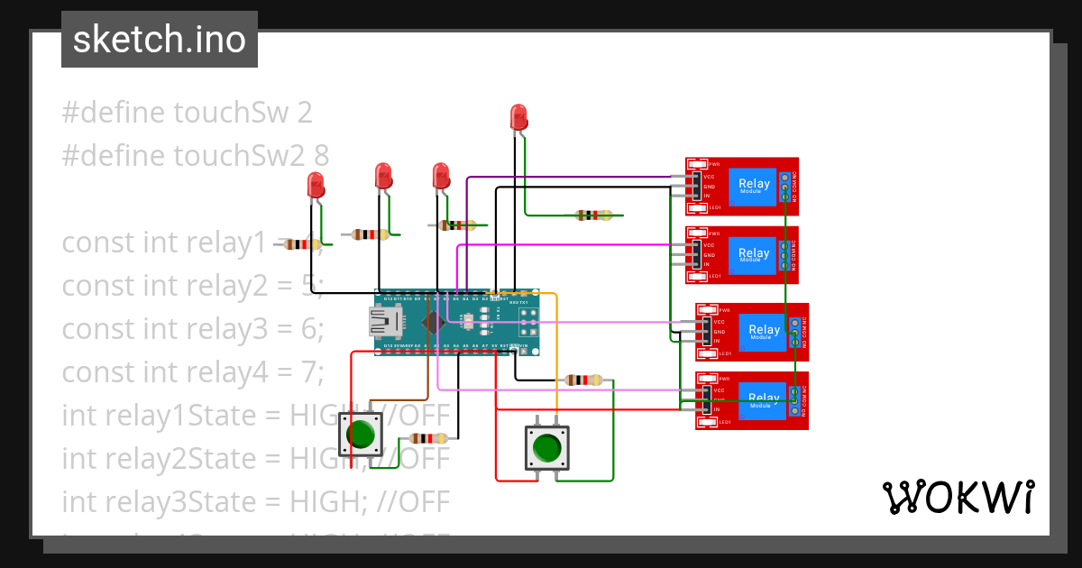 relay and button - Wokwi ESP32, STM32, Arduino Simulator
