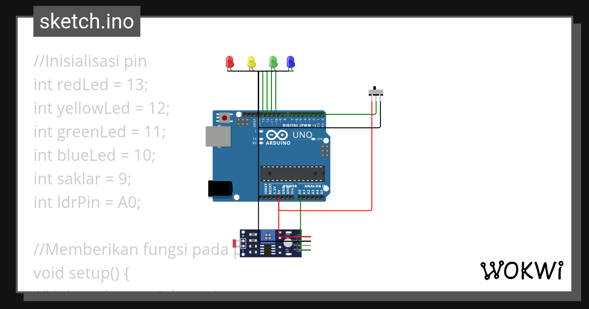Switch copy & gabungan LDR - Wokwi ESP32, STM32, Arduino Simulator