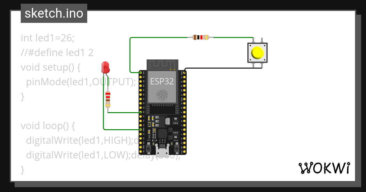 ไฟกระพริบ Wokwi Esp32 Stm32 Arduino Simulator 