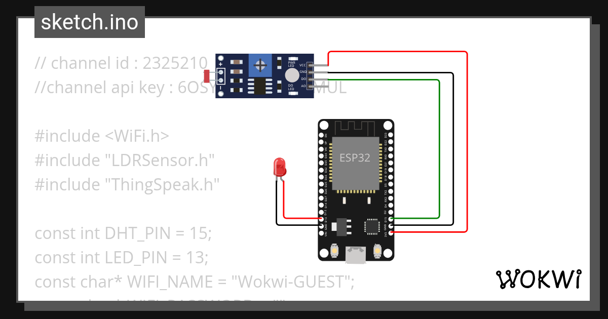 ESP32-LDR-thingspeak - Wokwi ESP32, STM32, Arduino Simulator ESP32-LDR-thingspeak - Wokwi ESP32, STM32, Arduino Simulator