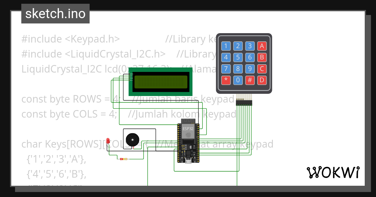KEYPAD 3 lampu SHLYNA Copy - Wokwi ESP32, STM32, Arduino Simulator