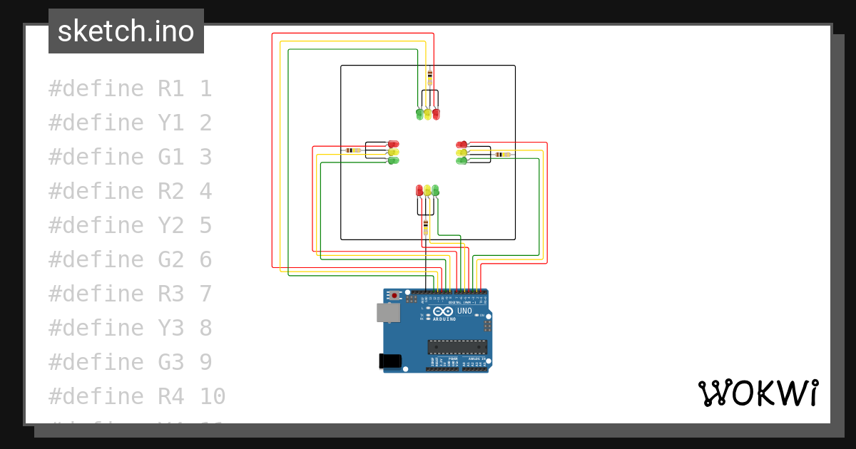 ไฟจราจร Copy Wokwi Esp32 Stm32 Arduino Simulator