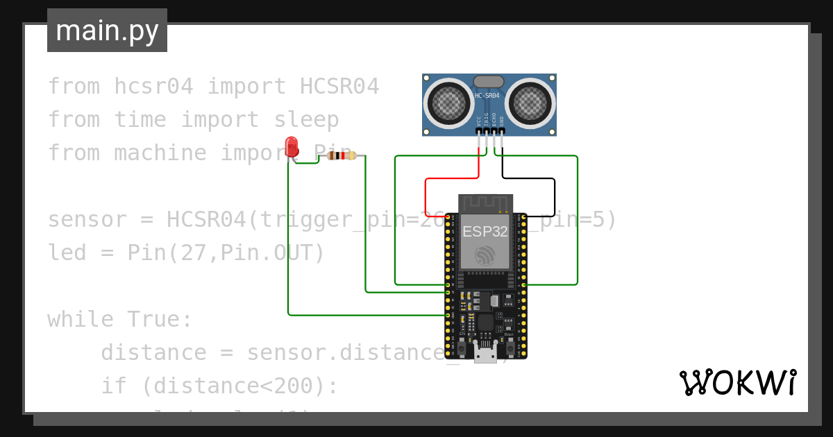 Cảm Biến Khooảng Cách Wokwi Esp32 Stm32 Arduino Simulator