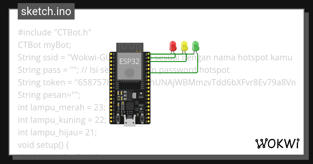 ESP32 BOT LAMPU - Wokwi ESP32, STM32, Arduino Simulator