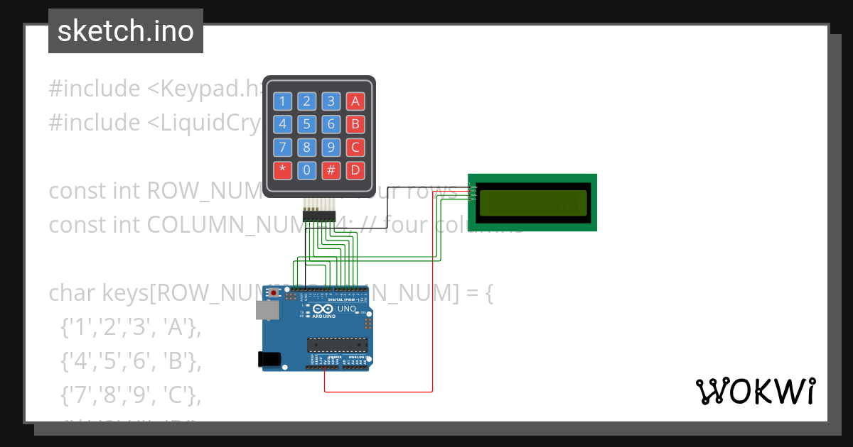 menampilkan karakter keypad - Wokwi ESP32, STM32, Arduino Simulator
