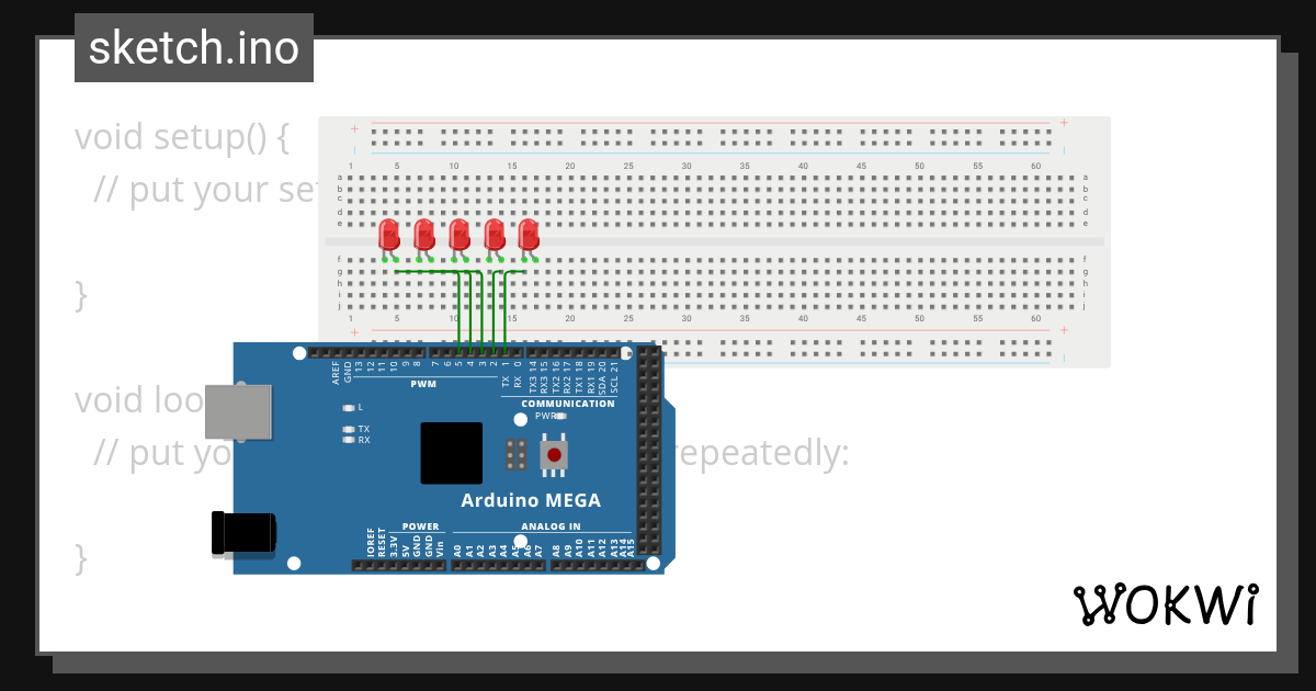 led 5 light - Wokwi ESP32, STM32, Arduino Simulator
