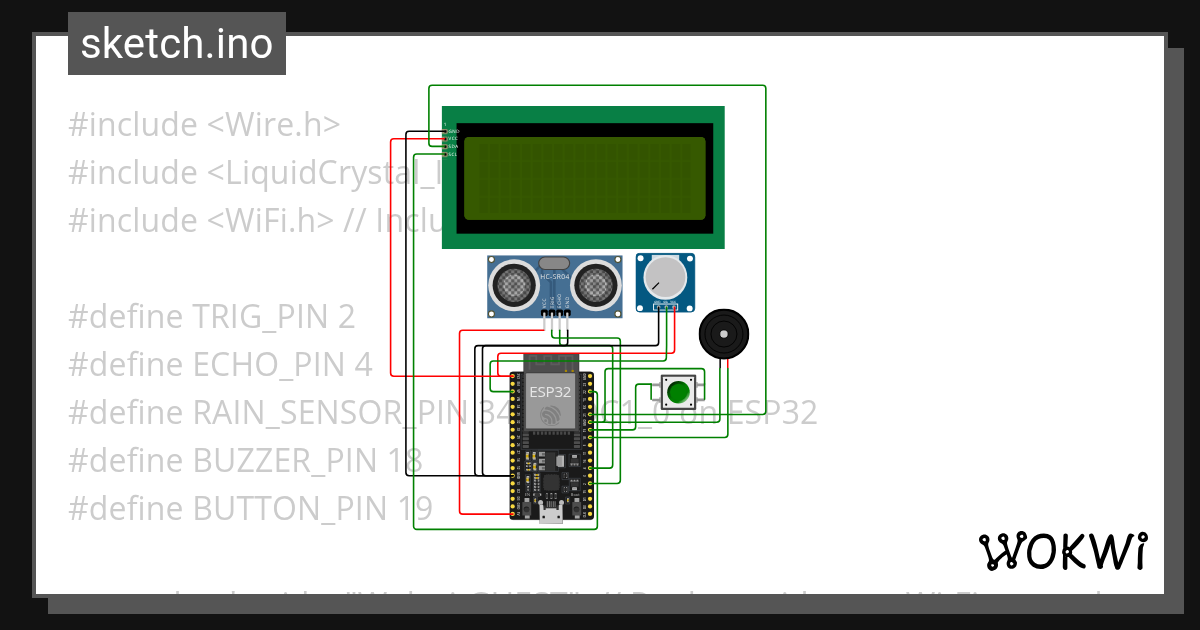 Flood monitoring 2 - Wokwi ESP32, STM32, Arduino Simulator