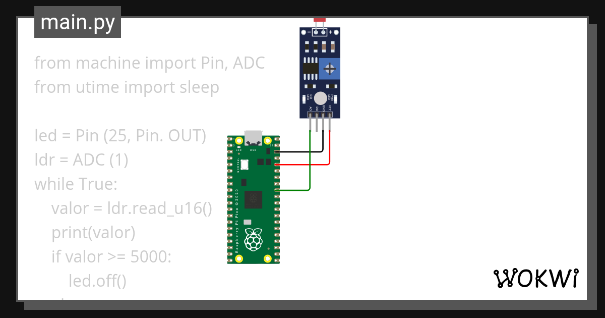 LDR sensor - Wokwi ESP32, STM32, Arduino Simulator
