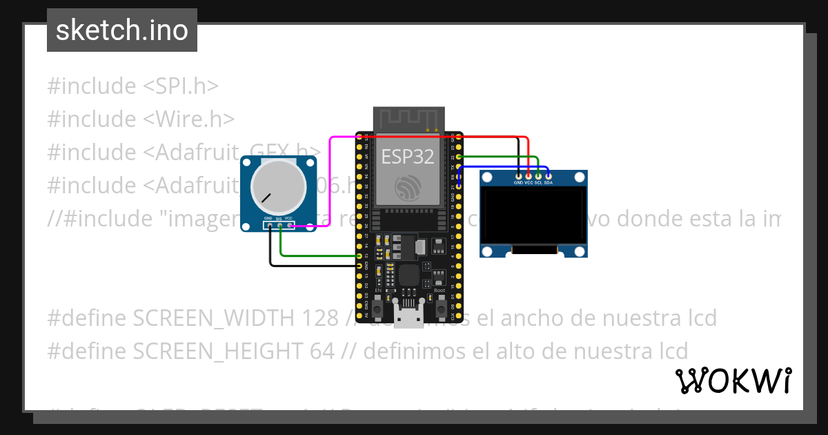 potenciometro y pantalla led - Wokwi ESP32, STM32, Arduino Simulator
