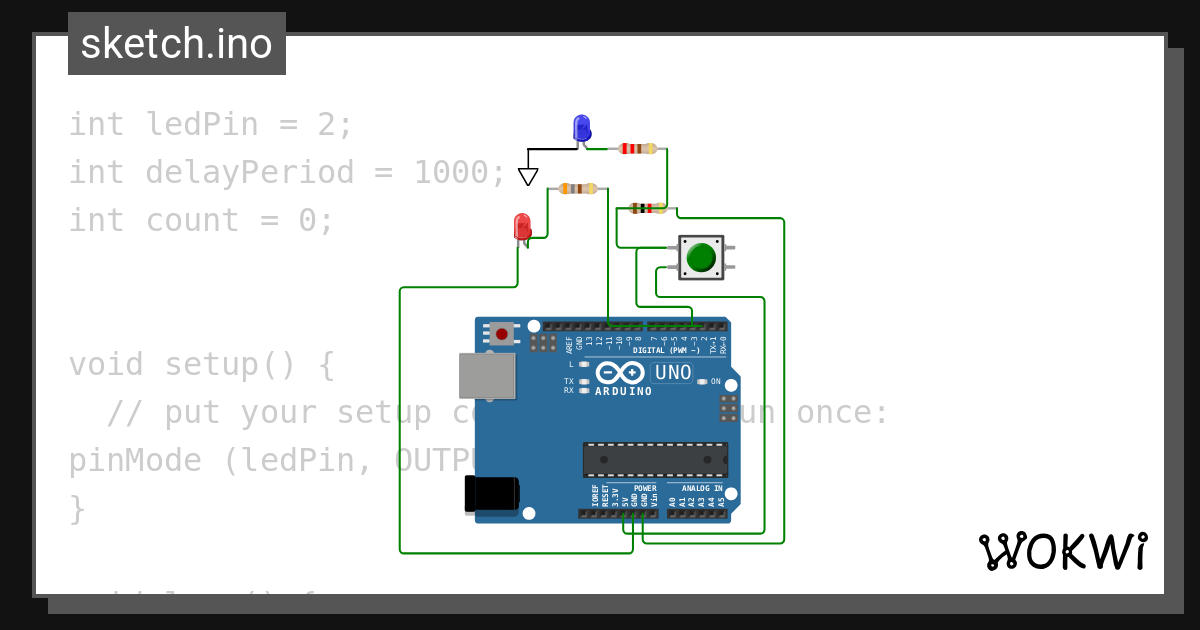 Led Flash 3 Times Then Stops Copy Pause Switch Wokwi Esp32 Stm32 Arduino Simulator 1221