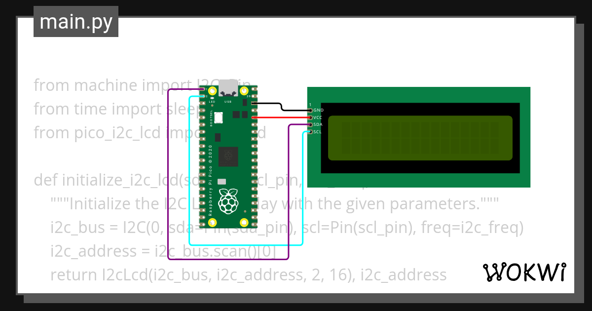 I2C LCD C - Wokwi ESP32, STM32, Arduino Simulator