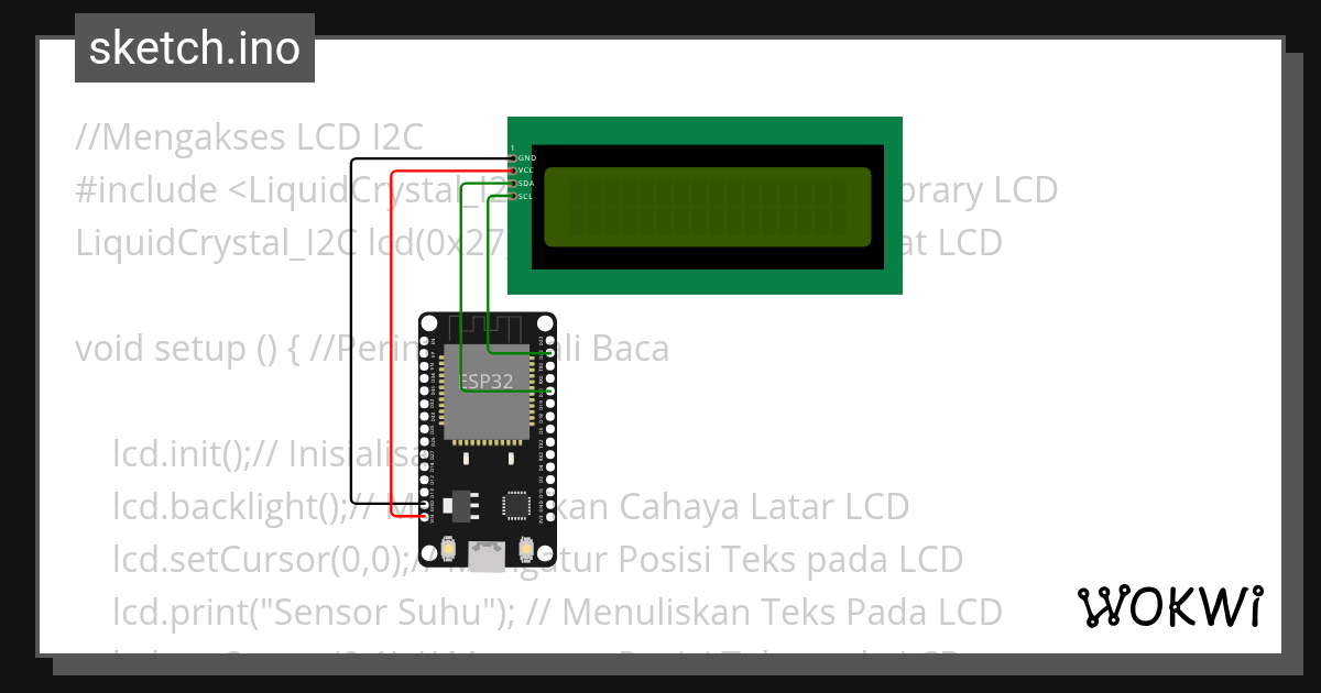 Mengakses LCD I2C - Wokwi ESP32, STM32, Arduino Simulator