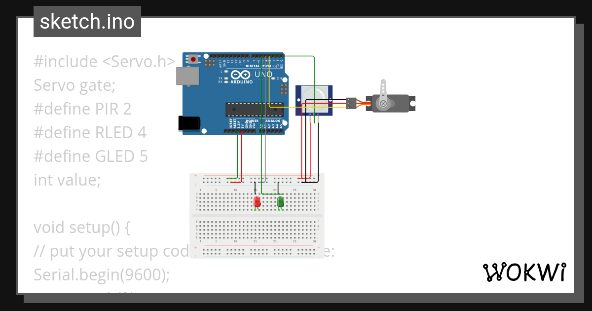 Pir With Servo Wokwi Esp32 Stm32 Arduino Simulator