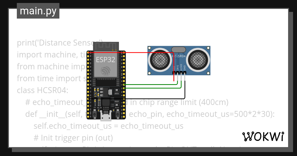 Distance Sensor Wokwi Esp32 Stm32 Arduino Simulator 