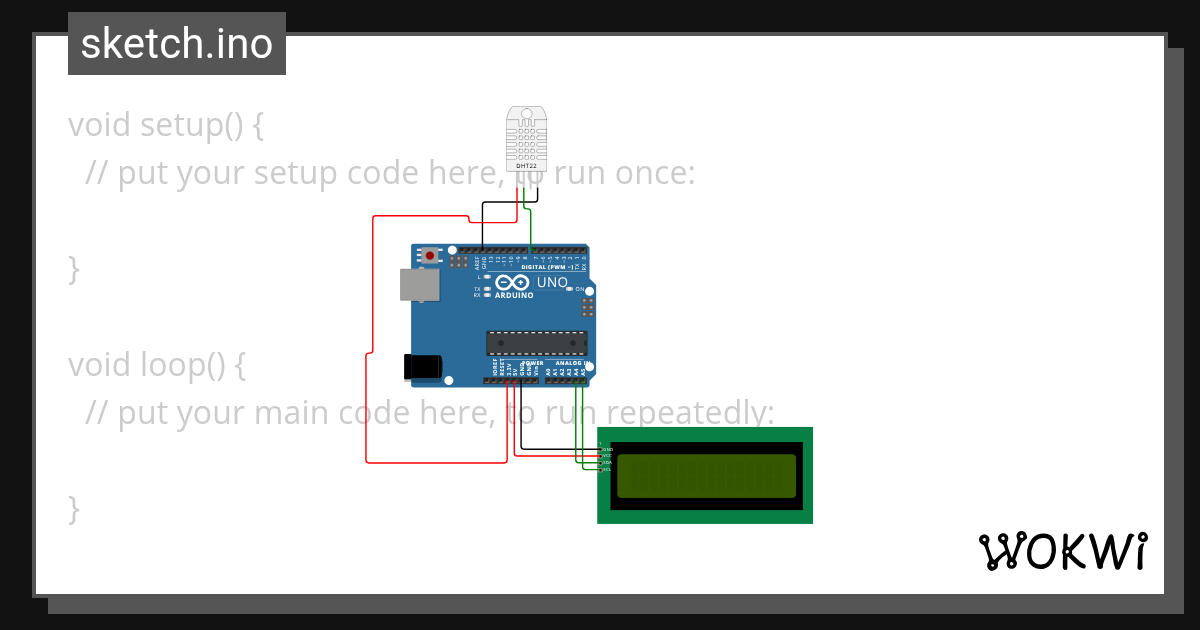 lcd dht - Wokwi ESP32, STM32, Arduino Simulator