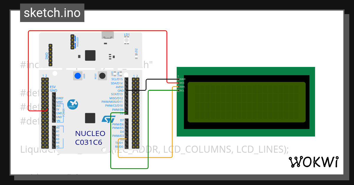ST Nucleo - LCD I2C - Wokwi ESP32, STM32, Arduino Simulator