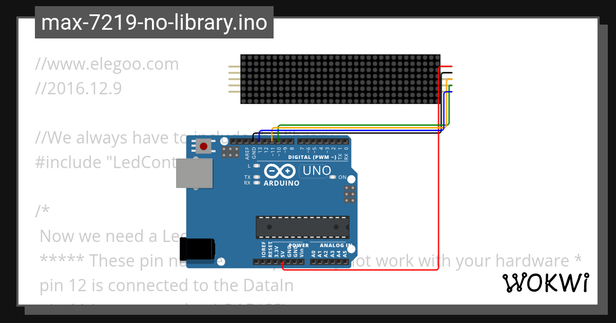 max-7219-no-library.ino Copy (2) - Wokwi ESP32, STM32, Arduino Simulator