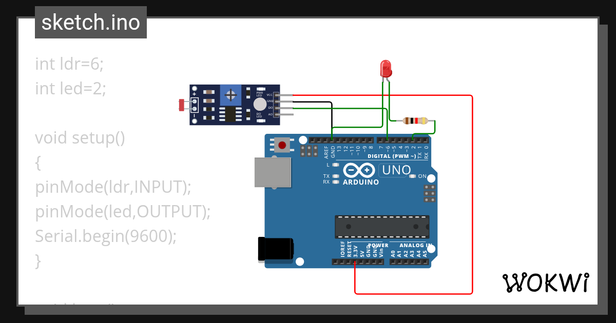 ldr with led - Wokwi ESP32, STM32, Arduino Simulator