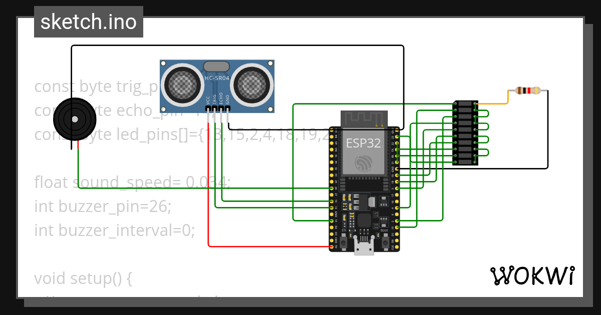 Sneha parking assistance - Wokwi ESP32, STM32, Arduino Simulator