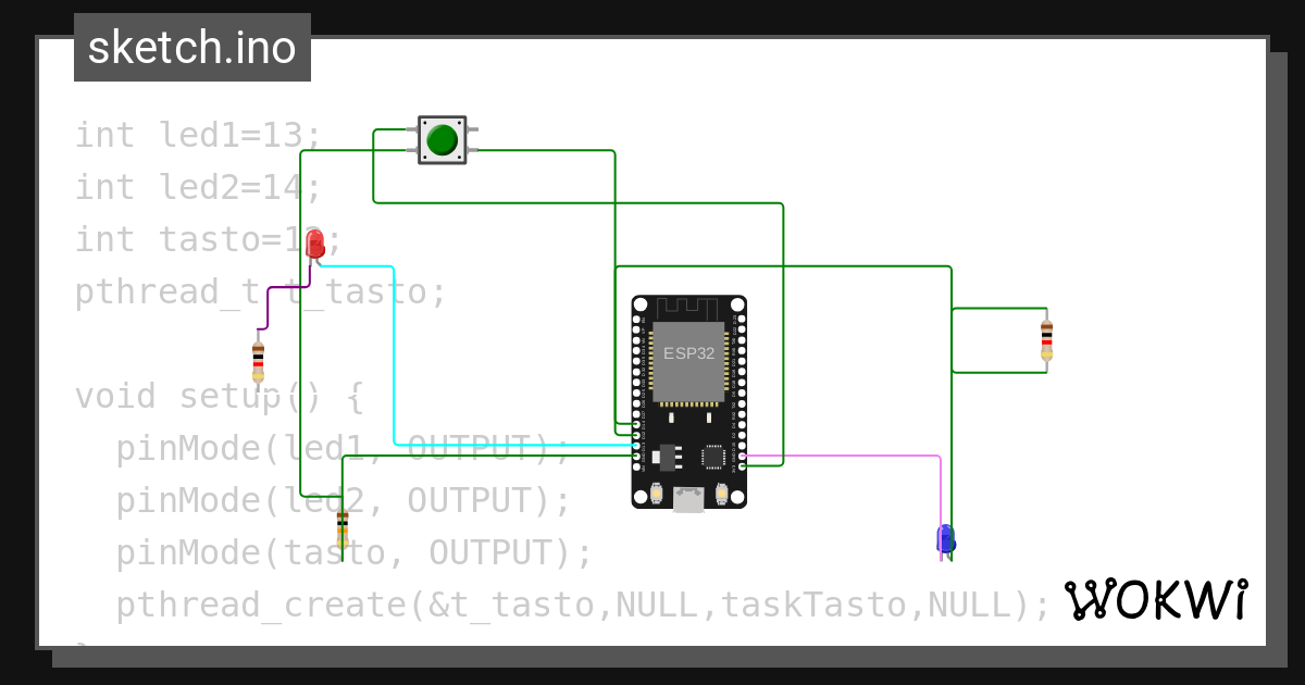 Pulsante Blink Wokwi Esp32 Stm32 Arduino Simulator