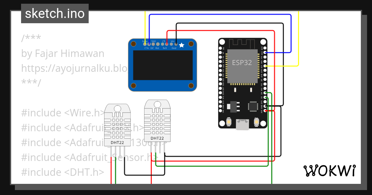ESP32 OLED + DHT22 Copy - Wokwi ESP32, STM32, Arduino Simulator