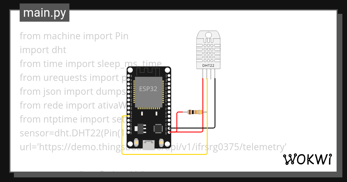 DHT22 "funcionando" - Wokwi ESP32, STM32, Arduino Simulator