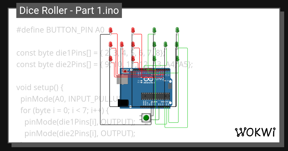 Dice Randomizer.ino - Wokwi ESP32, STM32, Arduino Simulator