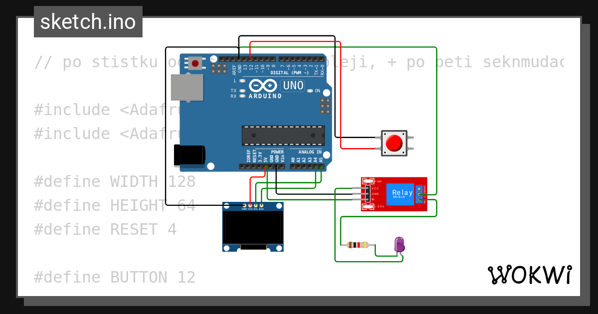 AsŘ Oled Displayrelé Wokwi Esp32 Stm32 Arduino Simulator 5448