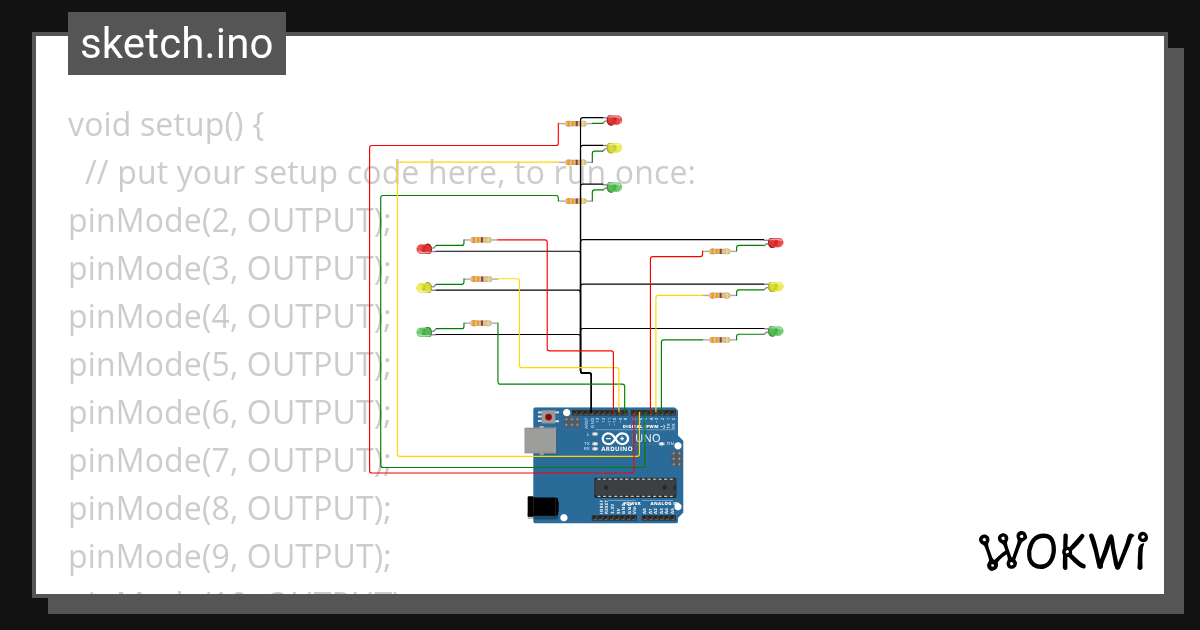 Lampu Lalu Lintas - Wokwi ESP32, STM32, Arduino Simulator