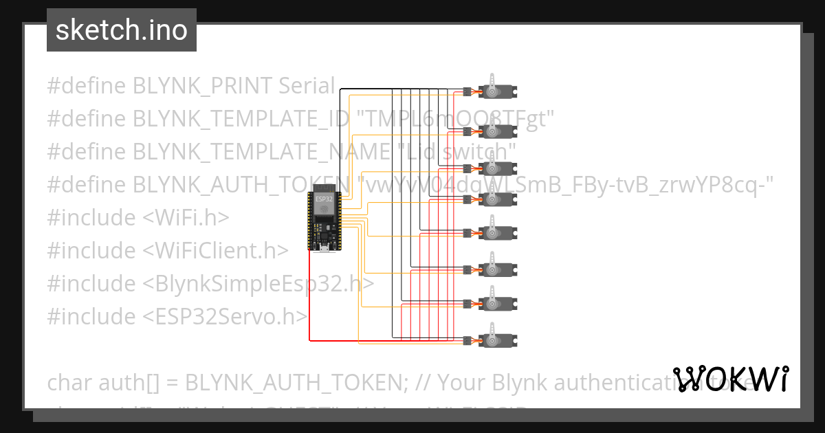 5 servo control remotely Copy - Wokwi ESP32, STM32, Arduino Simulator