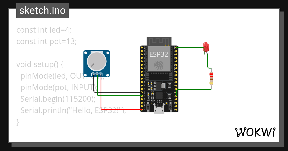 potentiometer - Wokwi ESP32, STM32, Arduino Simulator