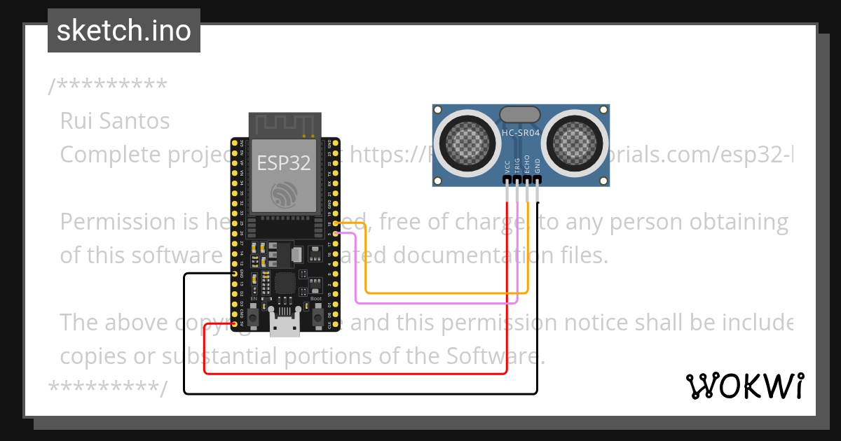 Ultrasonic Sensor Wokwi Esp32 Stm32 Arduino Simulator 