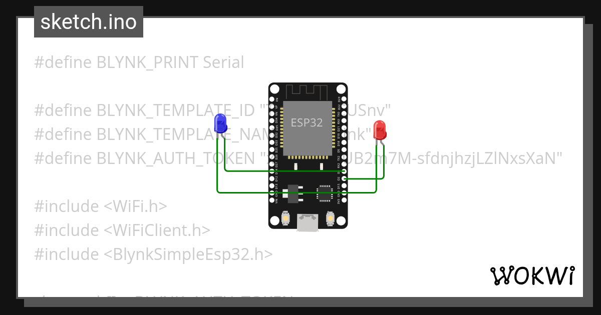 LED Blynk - Wokwi ESP32, STM32, Arduino Simulator