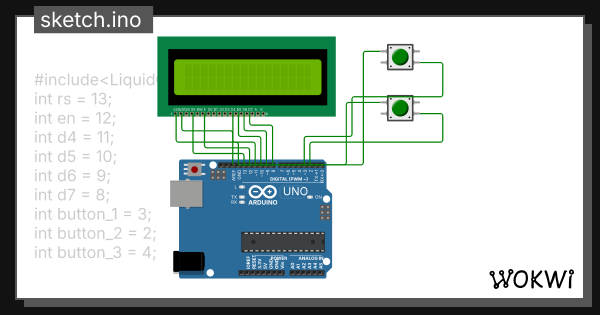 lcd with button RS - Wokwi ESP32, STM32, Arduino Simulator