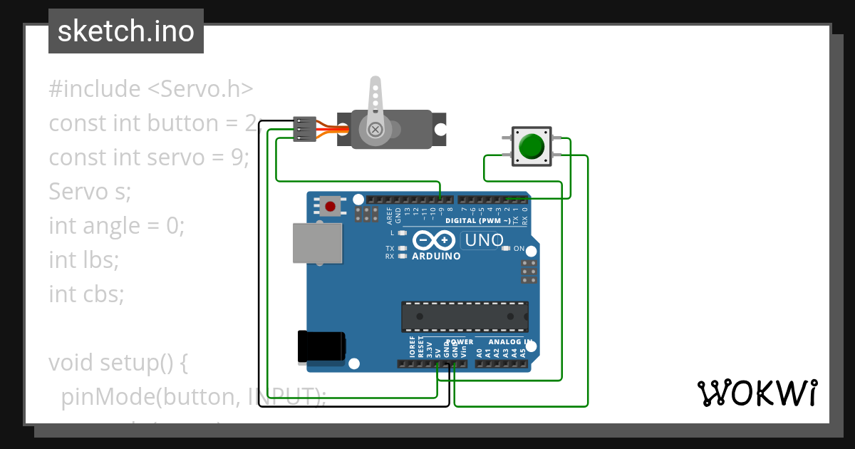 servo + push button - Wokwi ESP32, STM32, Arduino Simulator