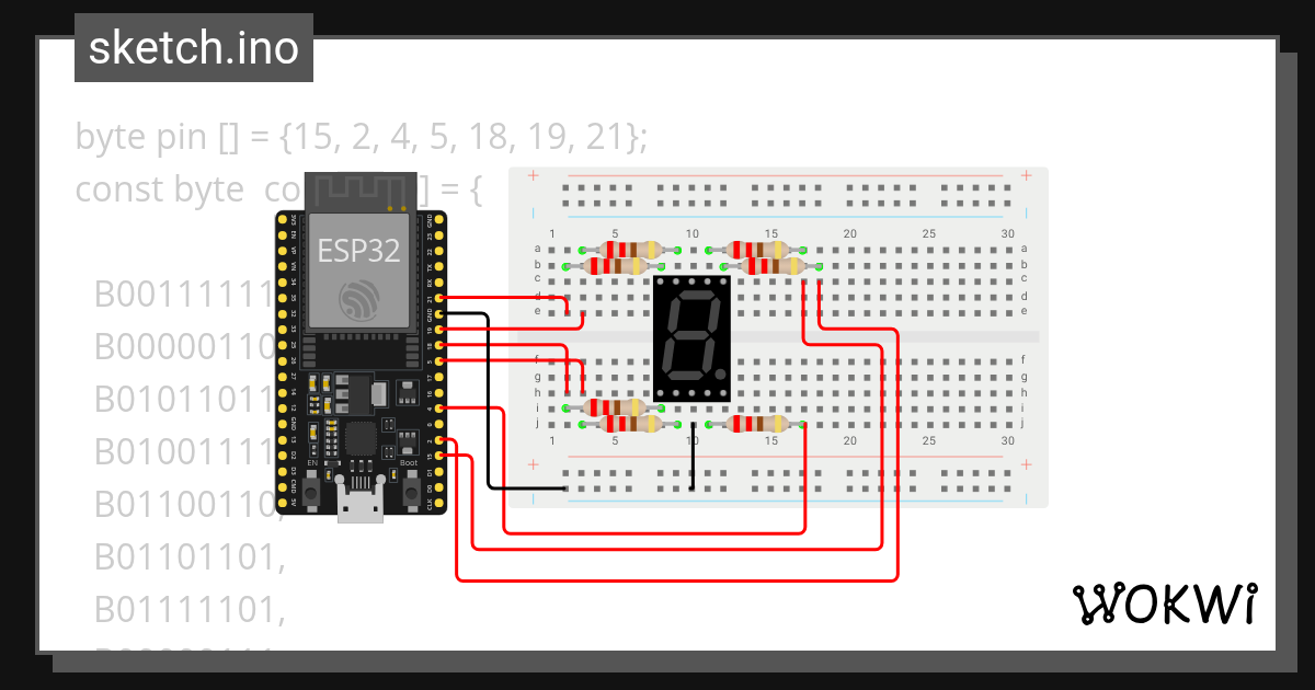 Cathode Seven Segment Display Wokwi Esp32 Stm32 Arduino Simulator 2480