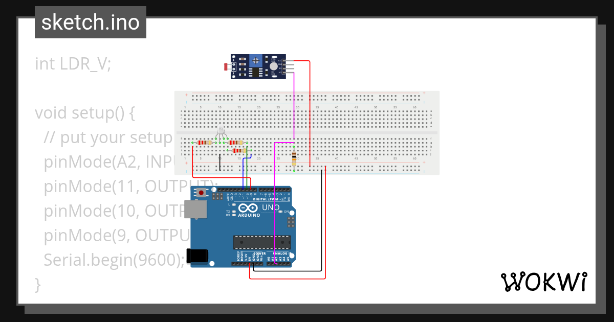 LDR - With LED - Wokwi ESP32, STM32, Arduino Simulator