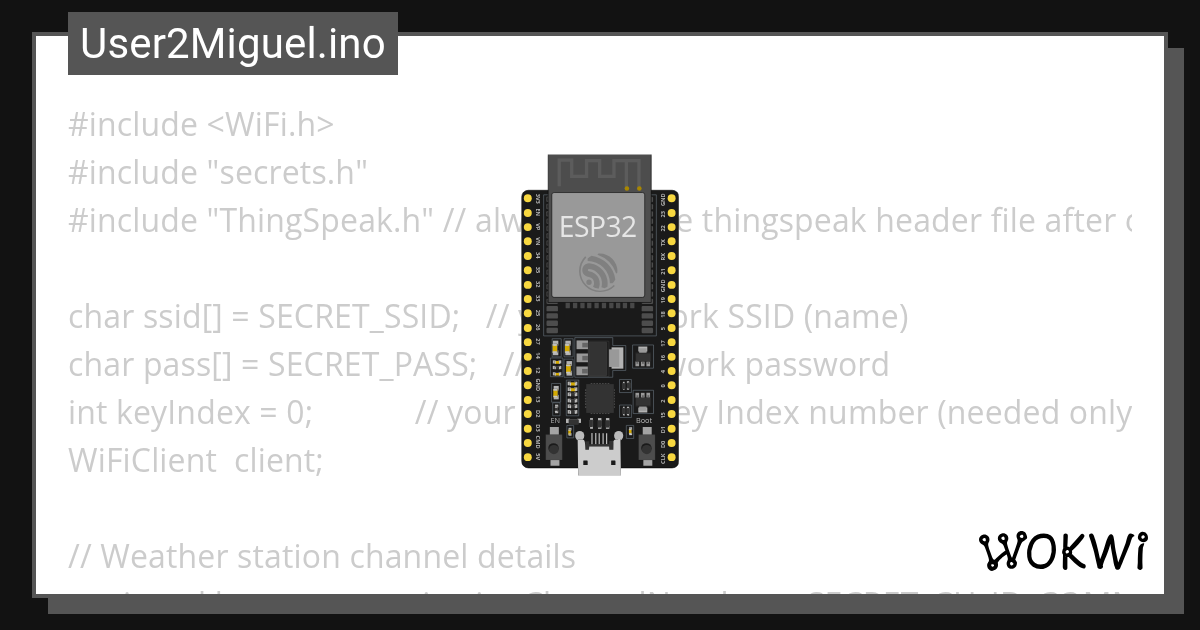 ESP32 Bidir ThingSpeak - Wokwi ESP32, STM32, Arduino Simulator