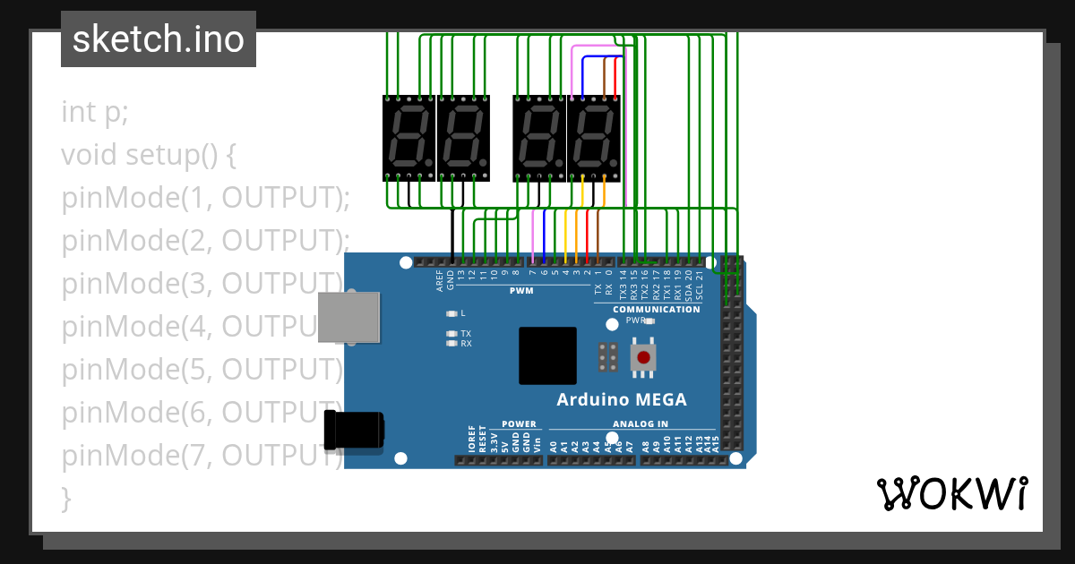 seven segment 4 - Wokwi ESP32, STM32, Arduino Simulator