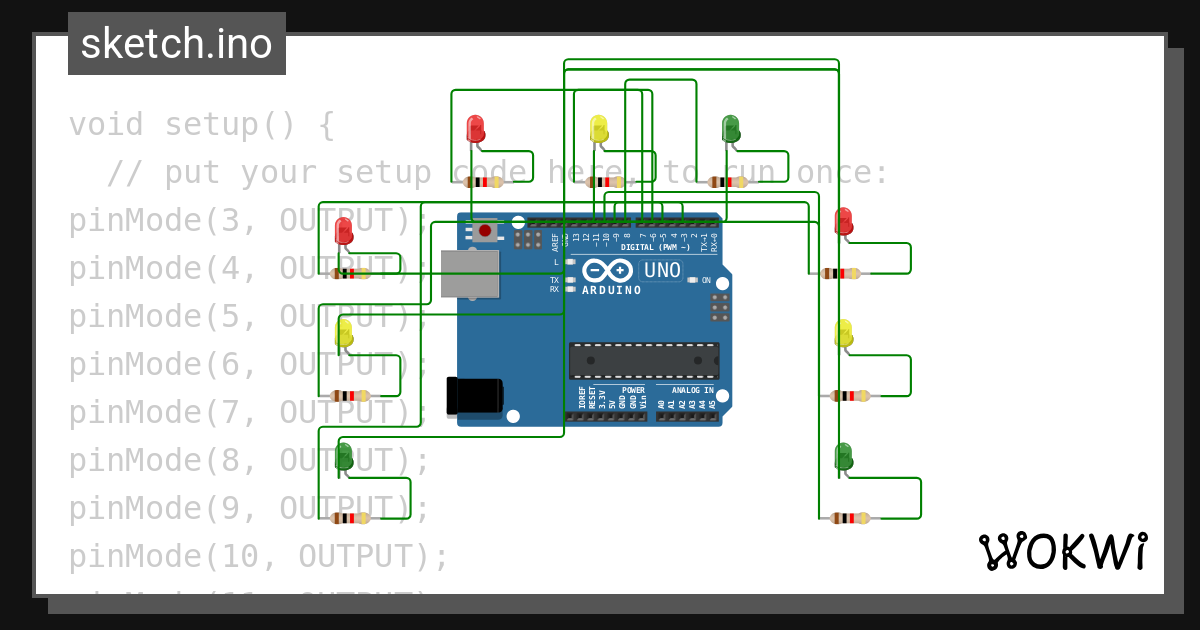 Rendik Lalu Lintas 3 Arah Wokwi Esp32 Stm32 Arduino Simulator 0733