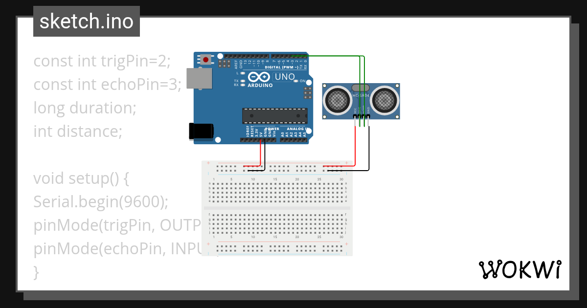 Ultrasonic distance - Wokwi ESP32, STM32, Arduino Simulator