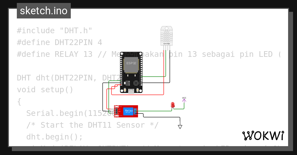 Temprature Control Though Relay Module Wokwi Esp32 Stm32 Arduino Simulator