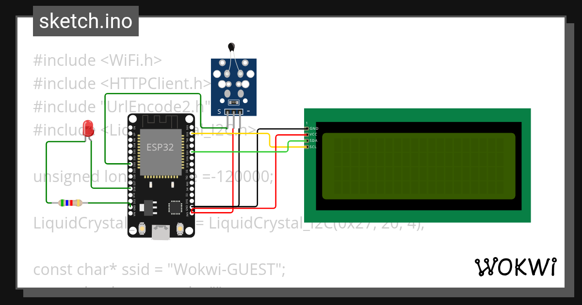 Whatsapp aviso de temperatura com LCD_CDurao - Wokwi ESP32, STM32, Arduino Simulator
