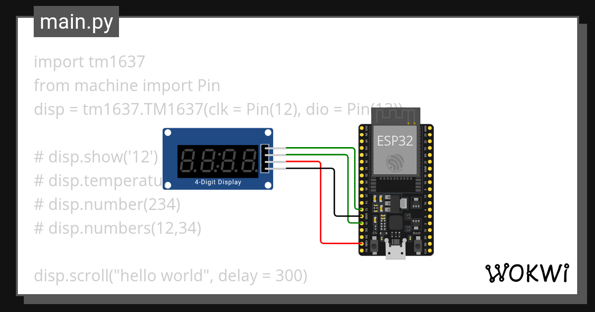 TM1637 - Wokwi ESP32, STM32, Arduino Simulator