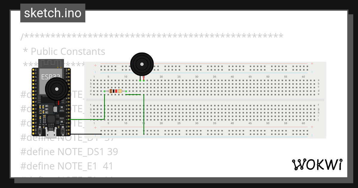 Buzzer Note - Wokwi ESP32, STM32, Arduino Simulator
